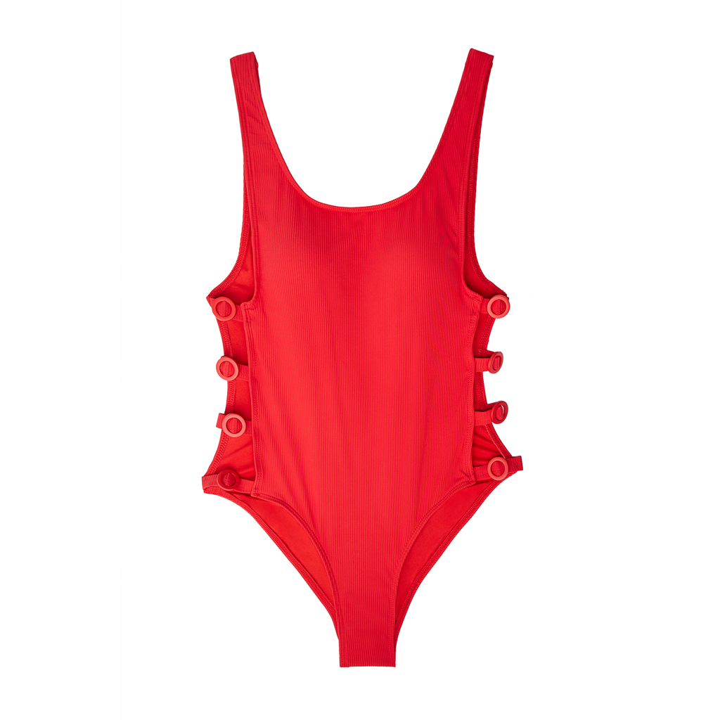 Maillot une pièce rouge uni côtelé - L'été s'annonce haut en couleurs ...